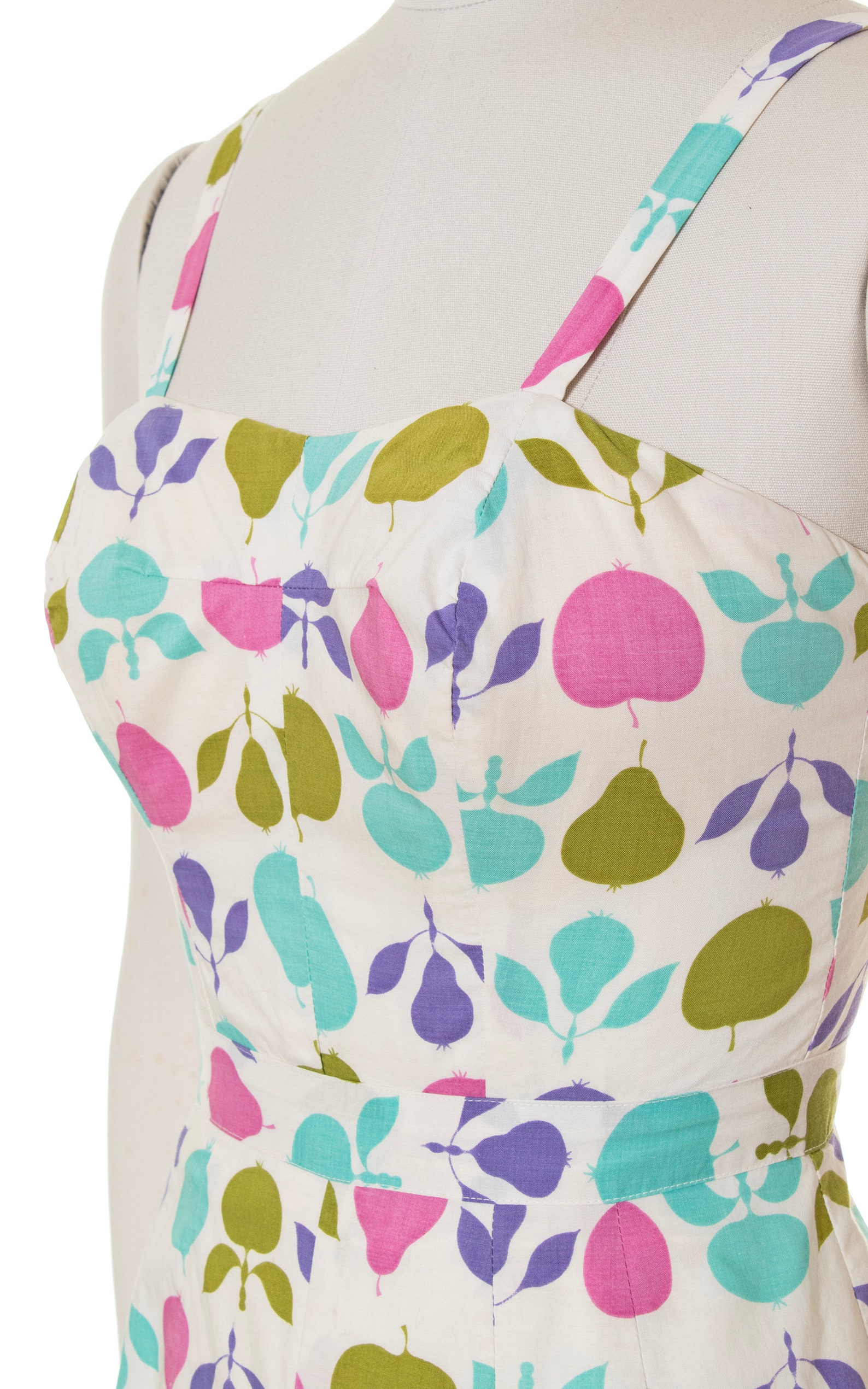 Vintage 1950s Romper | 50s Fruit Novelty Print Cotton Pastel White ...