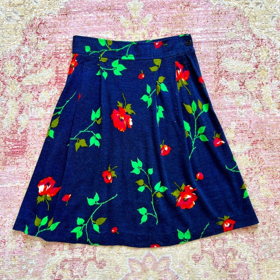 AS-IS *** Vintage 1960s 60s Rose Stems Floral Printed… - Gem