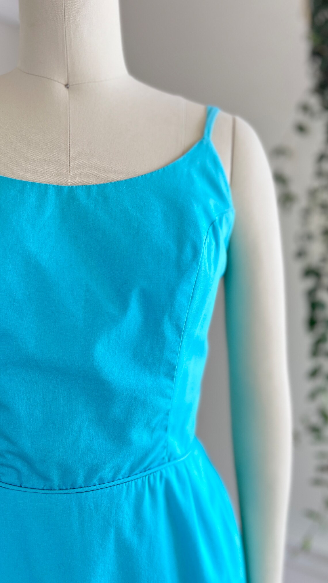 Vintage 1950s 1960s Sundress | 50s 60s Blue Cotton Spaghetti Strap ...