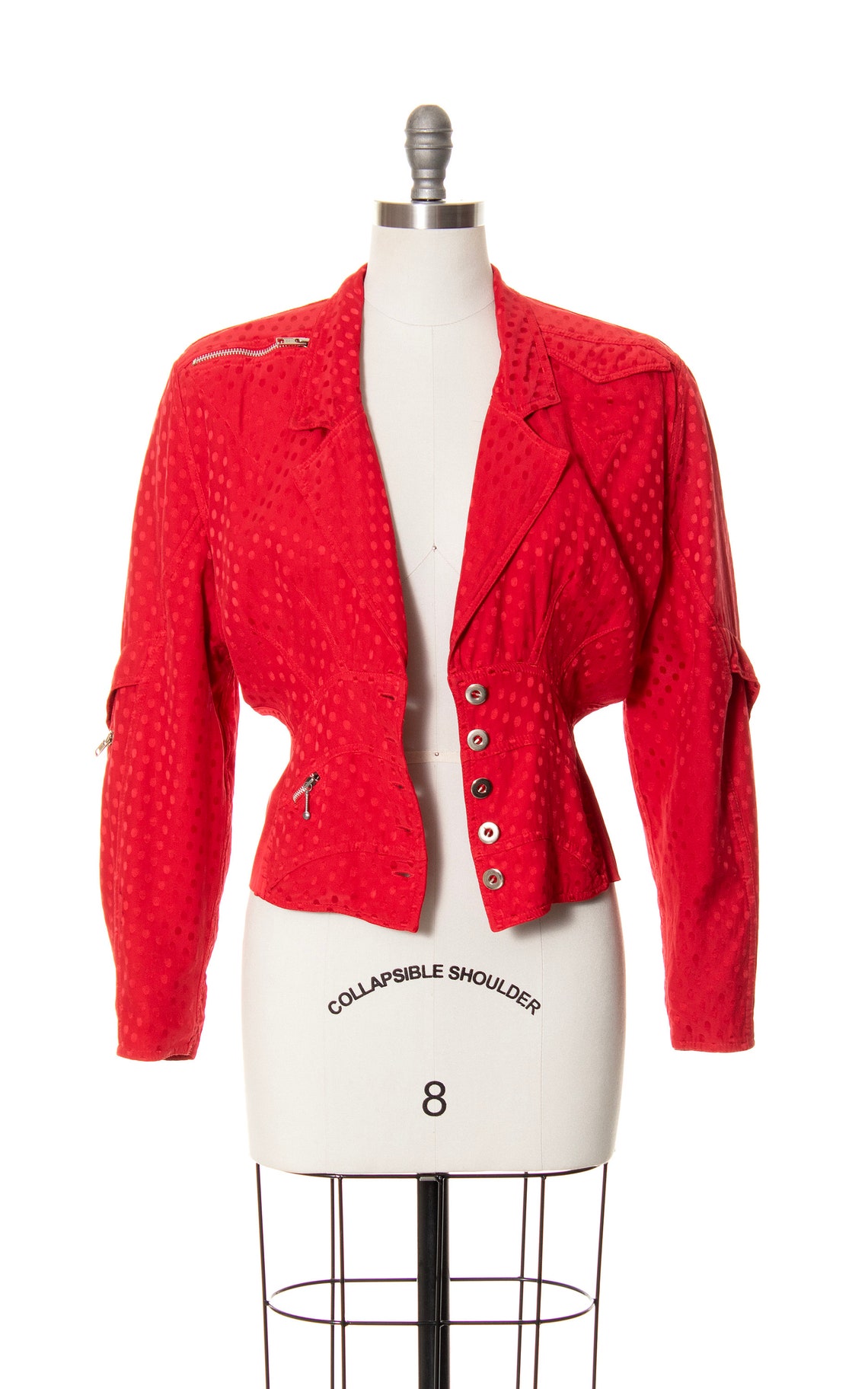 Vintage 1980s Jacket | 80s TRAMWAY Silk French Designer Red Tailored ...