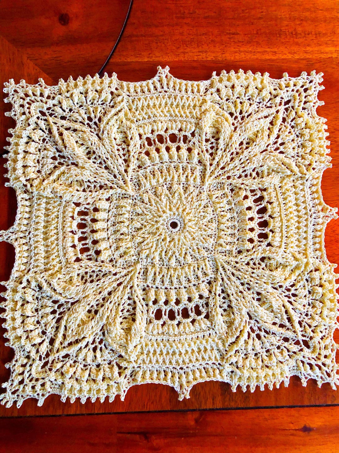 Square Light Yellow Doily, Artiste Cornsilk, Lilia Pattern, Zoya Matyushenko - Etsy