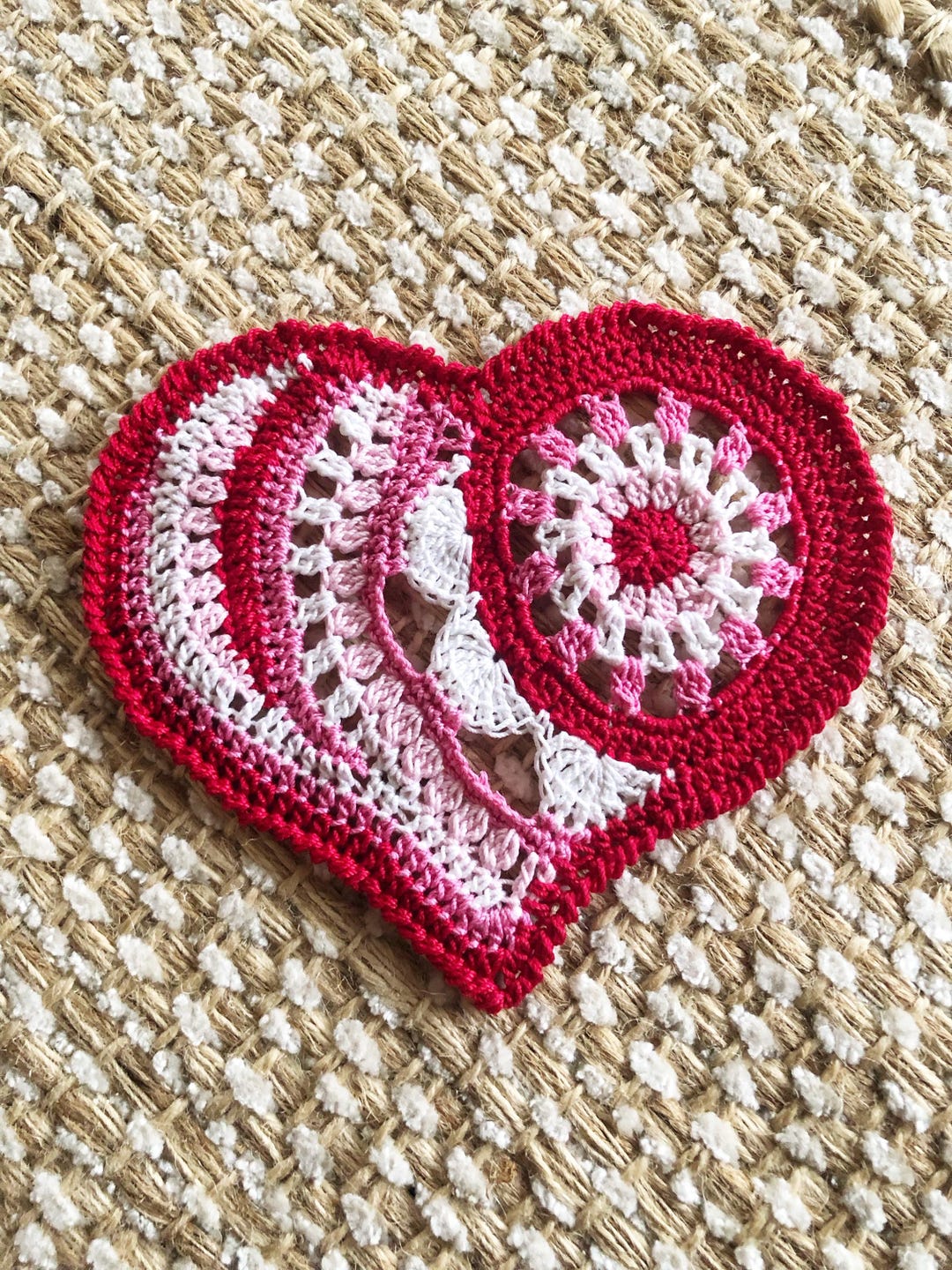 Small Multi Colored Heart Doily, Love Yourself Mandala Pattern, Louisa Sheward Design, Heart ...