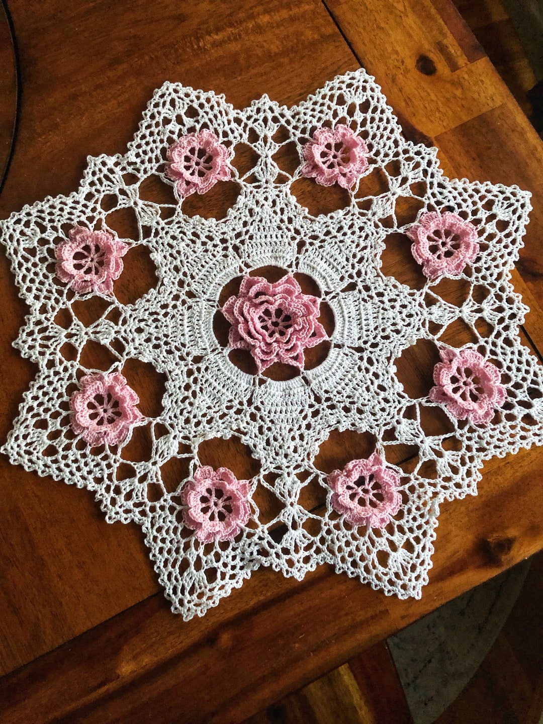Pink Rose Doily, Floral Doily, Spring Doily - Etsy