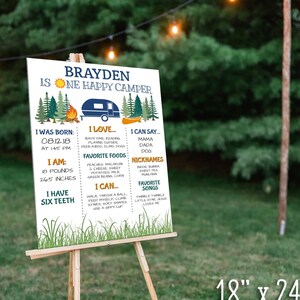 One Happy Camper Camping Theme Boys First Birthday Milestone Sign ...
