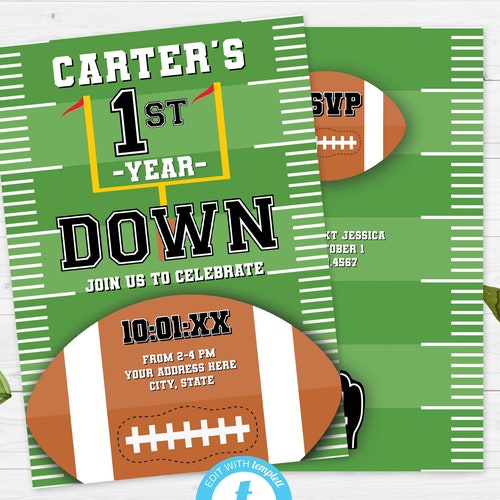 Football First Birthday Invitation Template Download - Etsy
