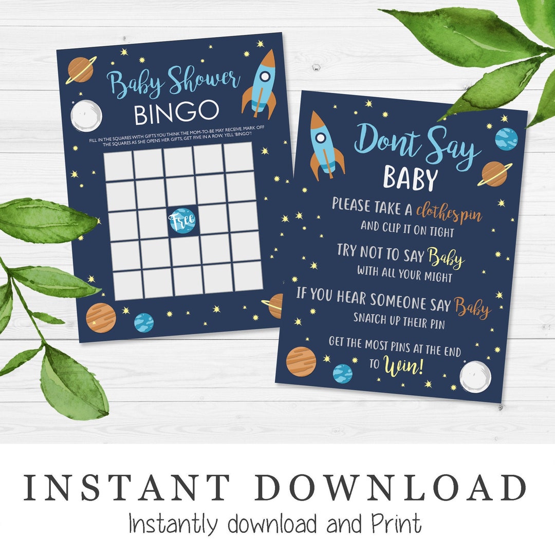 Over the Moon Space Theme Baby Shower Games | Instant Digital Download ...