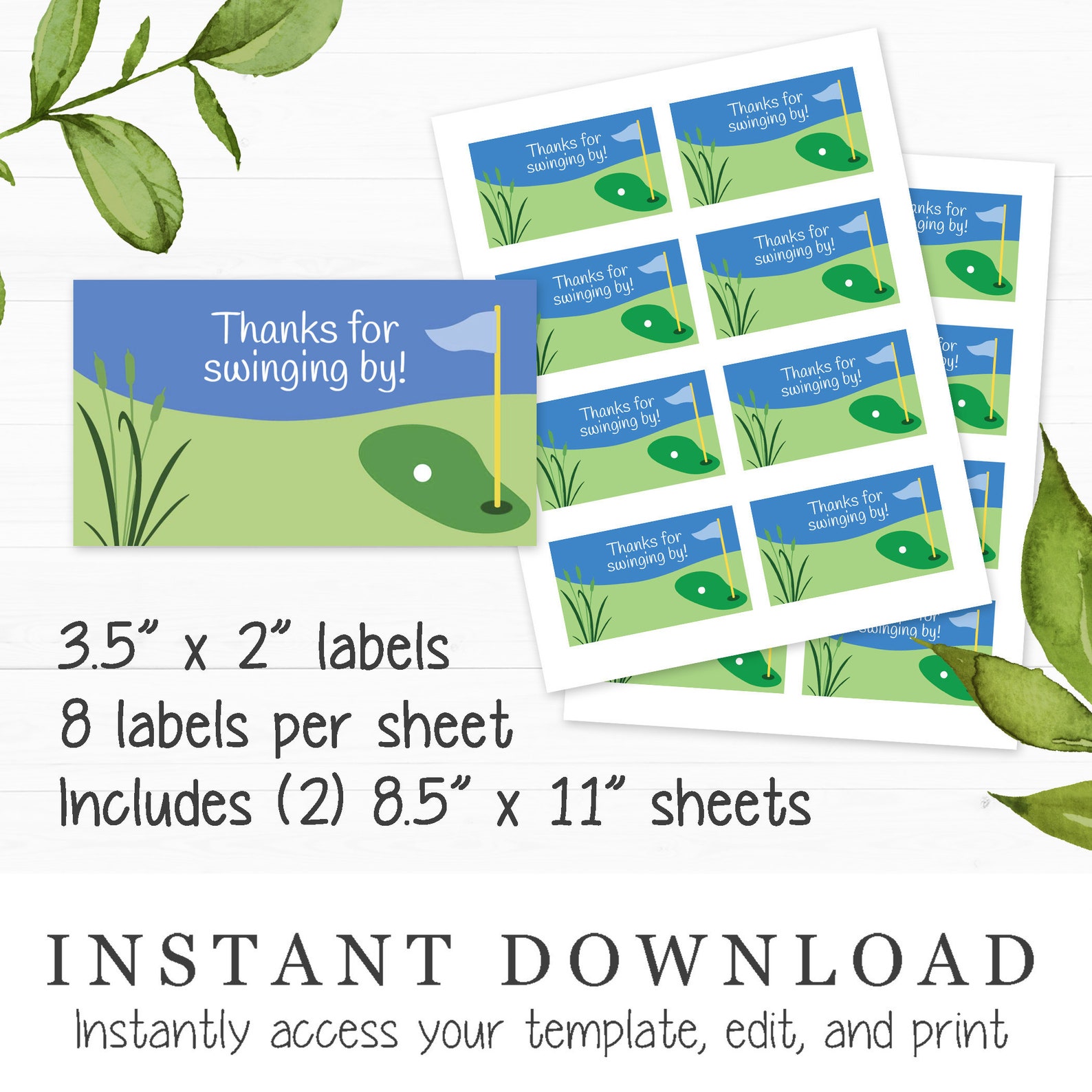 Hole in One Golf Themed Label or Tag Editable Templett | Etsy