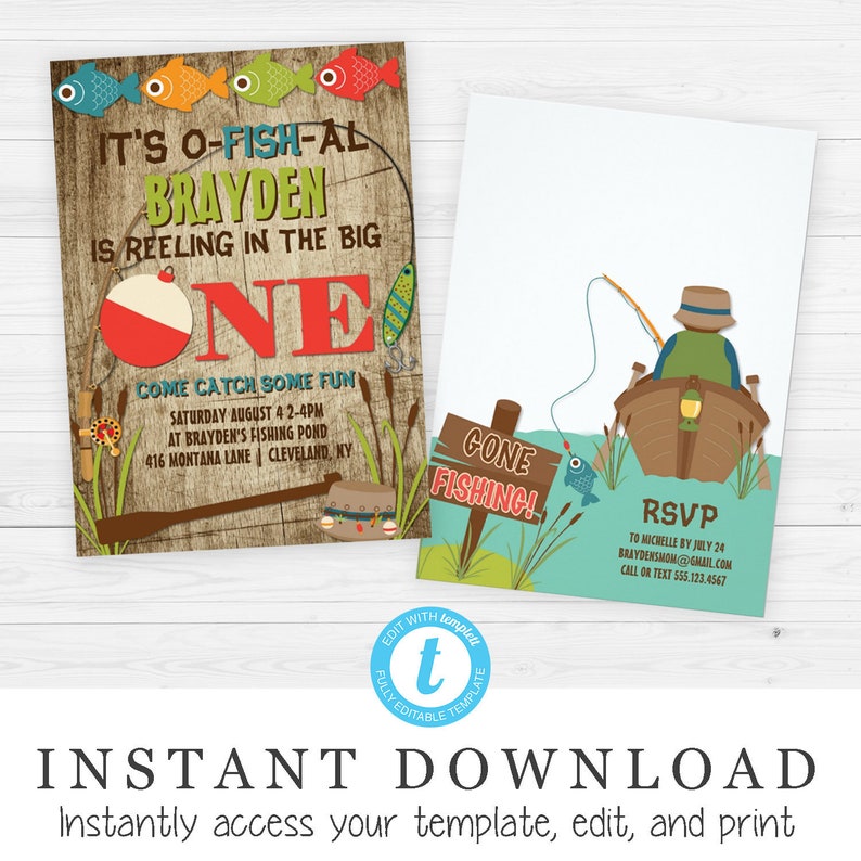 The Big One Fishing Theme Boys First Birthday Party 8x10 Sign - Etsy