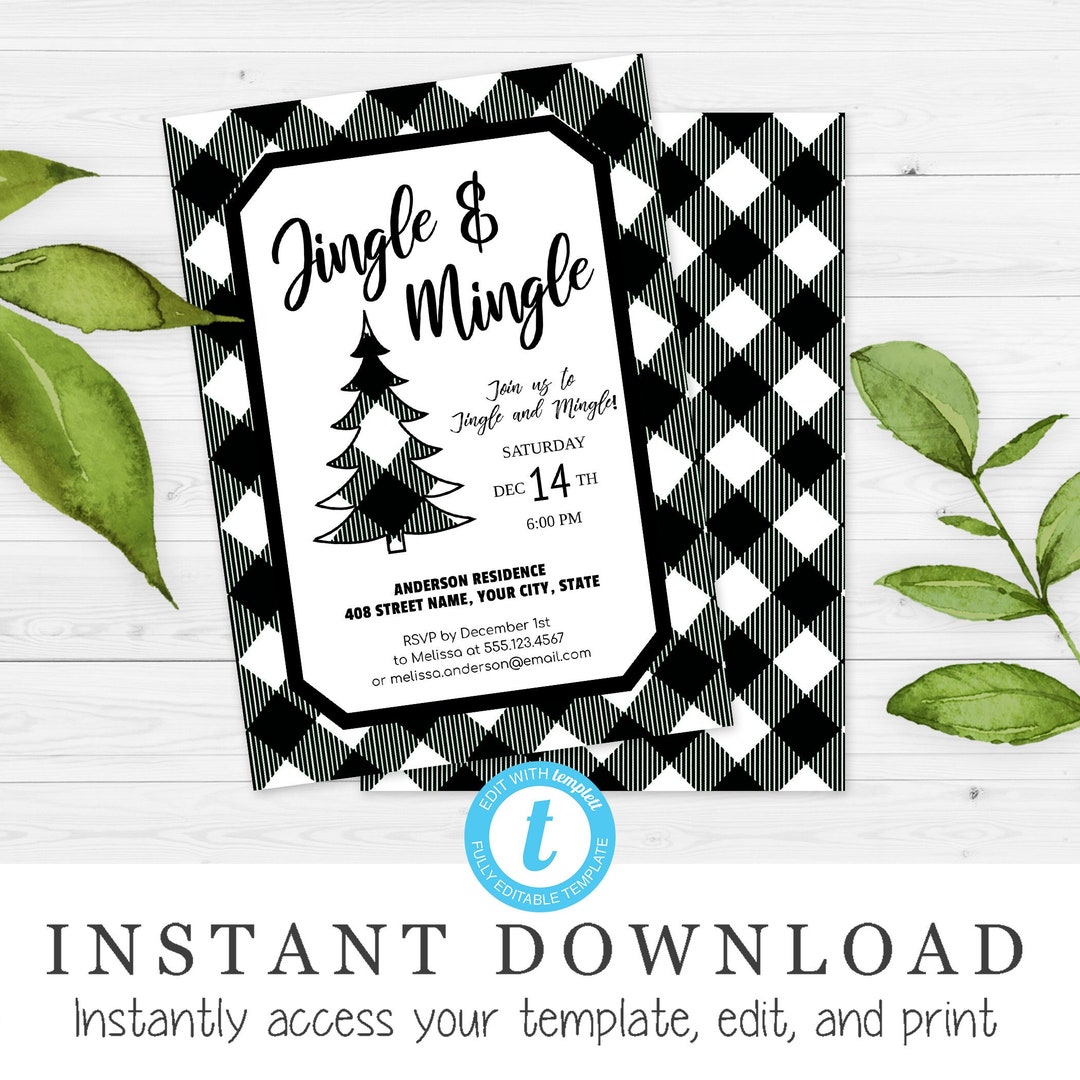 Black and White Buffalo Plaid Farmhouse Jingle and Mingle Christmas ...