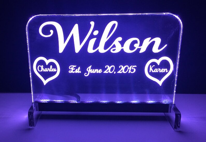 Edge lit acrylic SignAcrylicWedding GiftCustom Made | Etsy