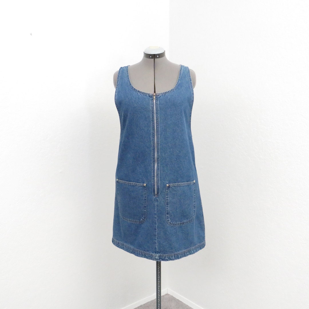 Vintage 90s Denim Jumper Dress, Plus Size Jumper, Jean Jumper, Denim ...