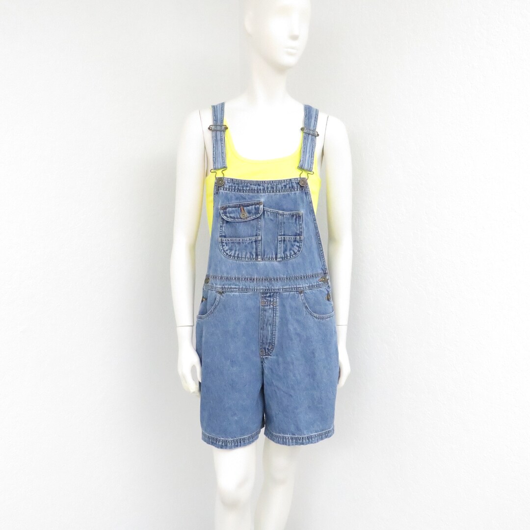 Vintage 90s Denim Short Overalls, Overall Shorts, Denim Overalls, Bib ...