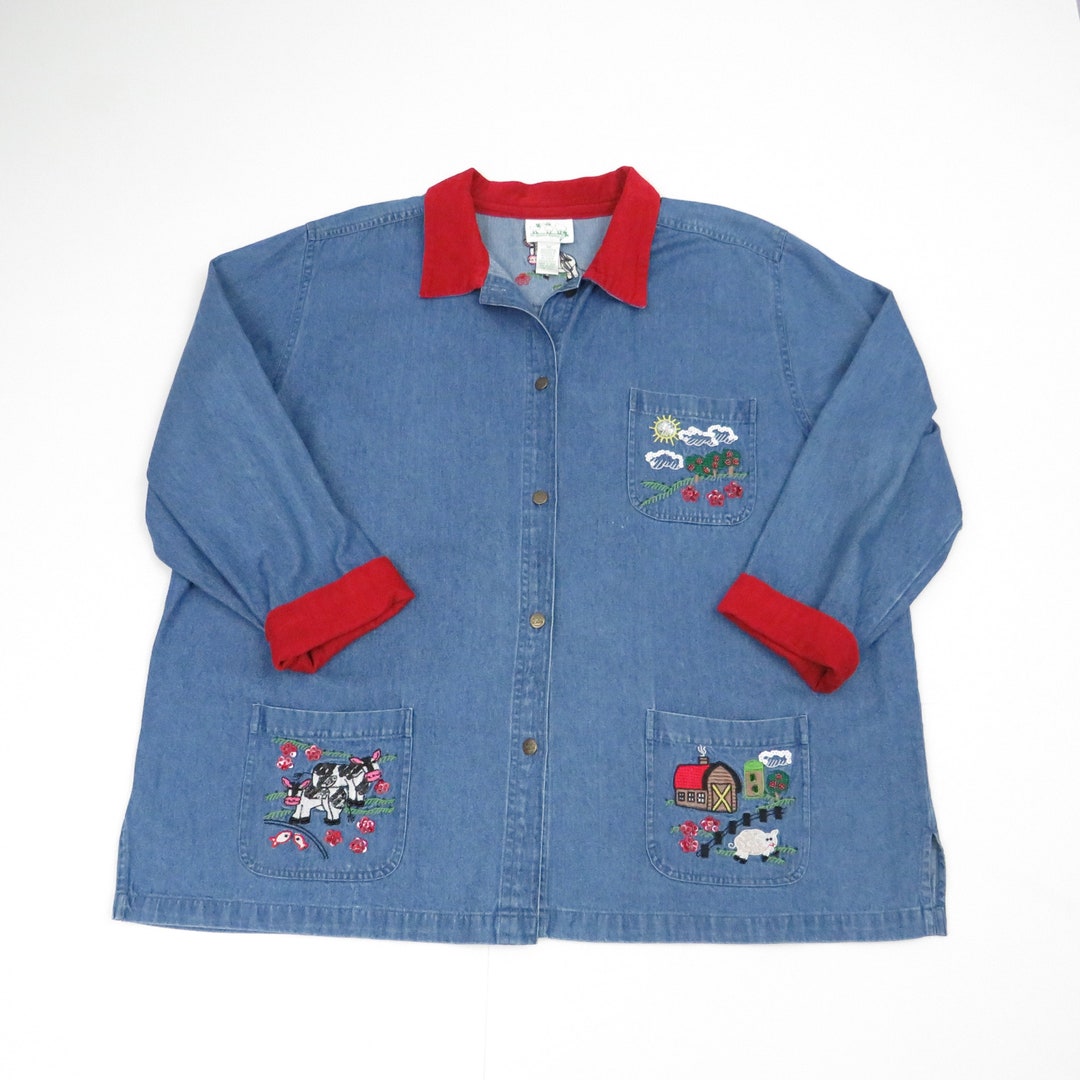 Vintage 90s Quacker Factory Plus Size Denim Jacket Beaded - Etsy