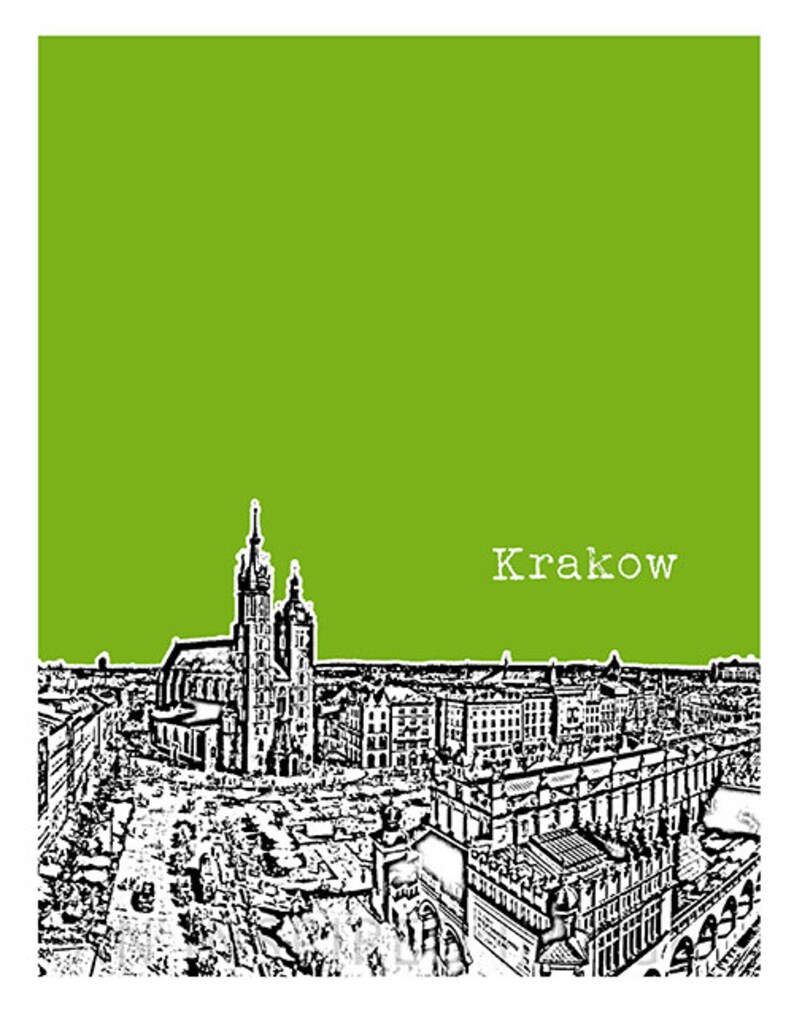 Krakow Poland Skyline Poster Art Print Old Town - Etsy