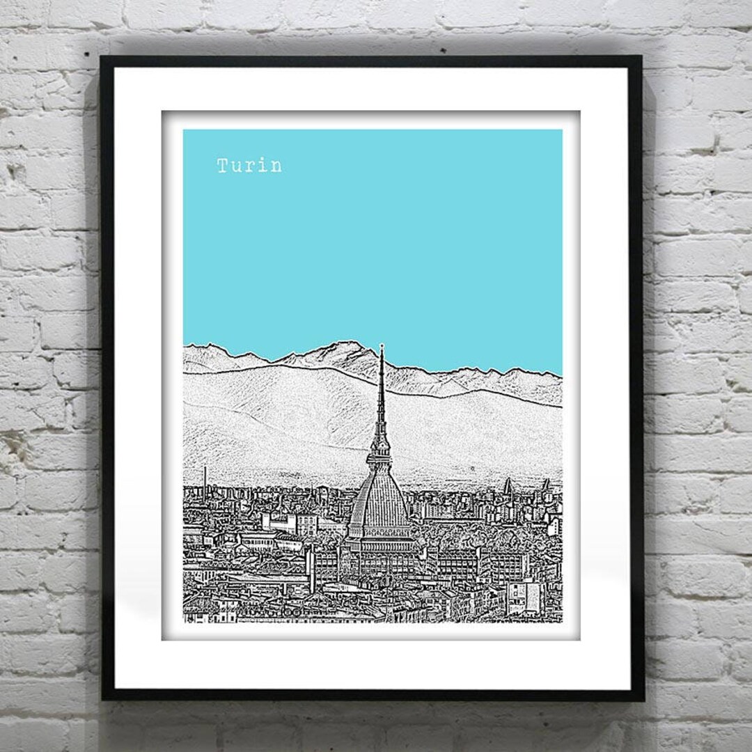 Turin Torino Italy Poster Art Print Skyline Version 1 - Etsy