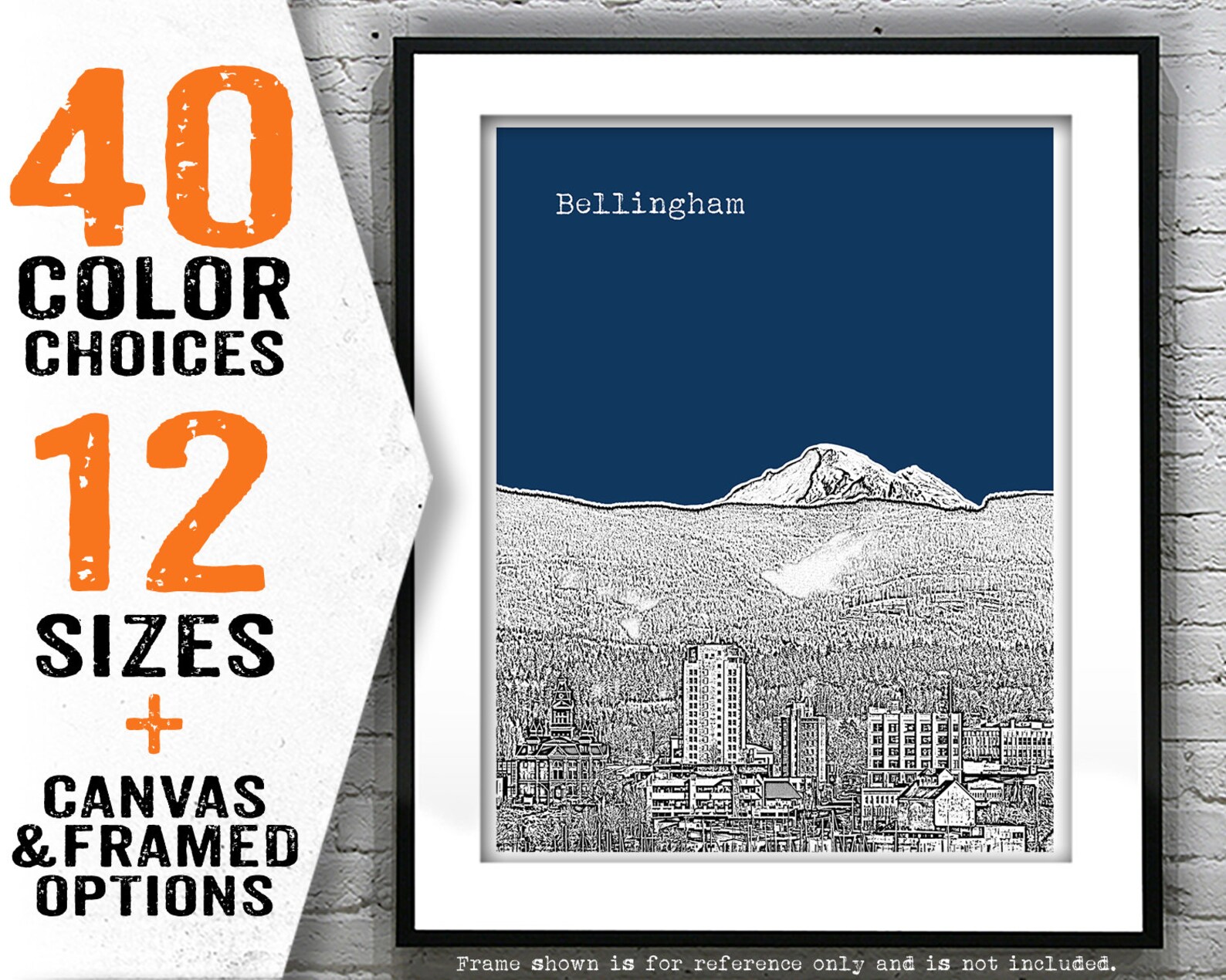 Bellingham Skyline Poster Art Print Washington WA Item T4829 | Etsy