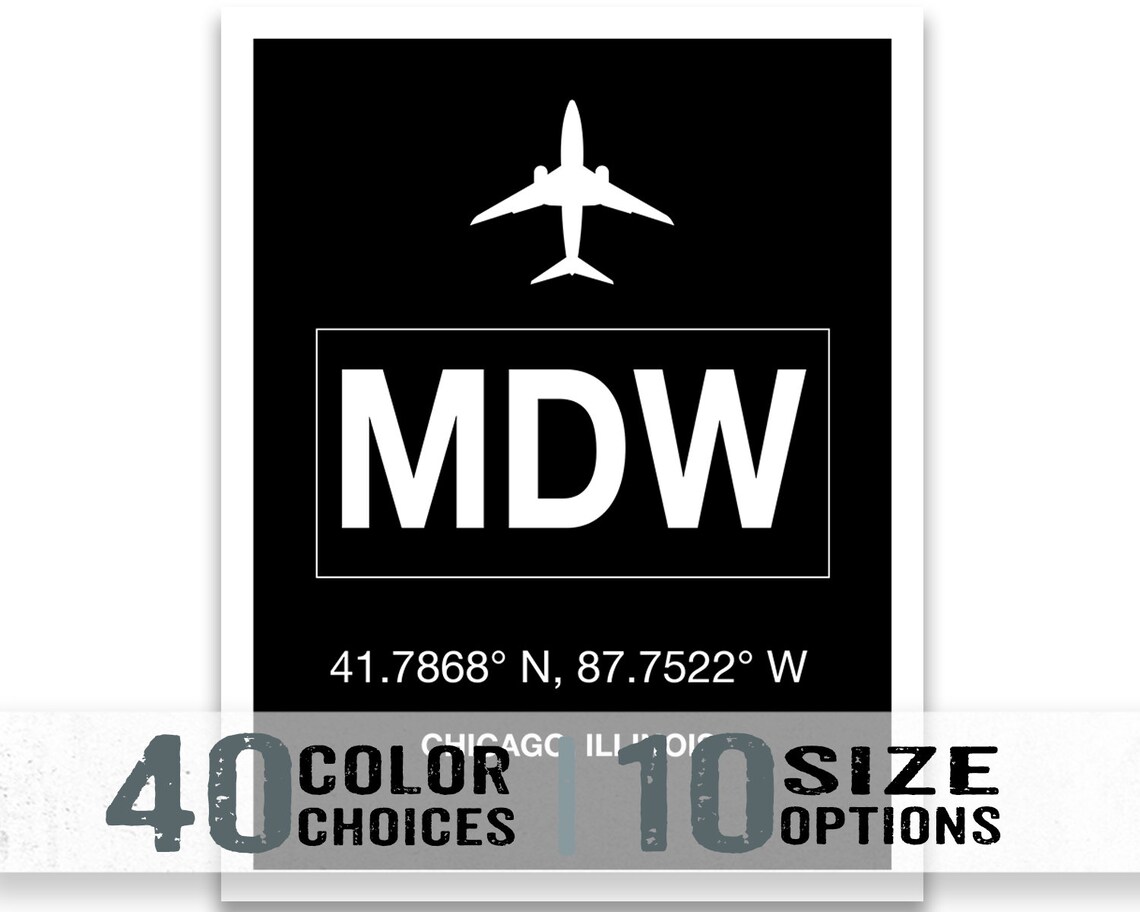 MDW Chicago Midway International Airport Aviation Poster Art - Etsy