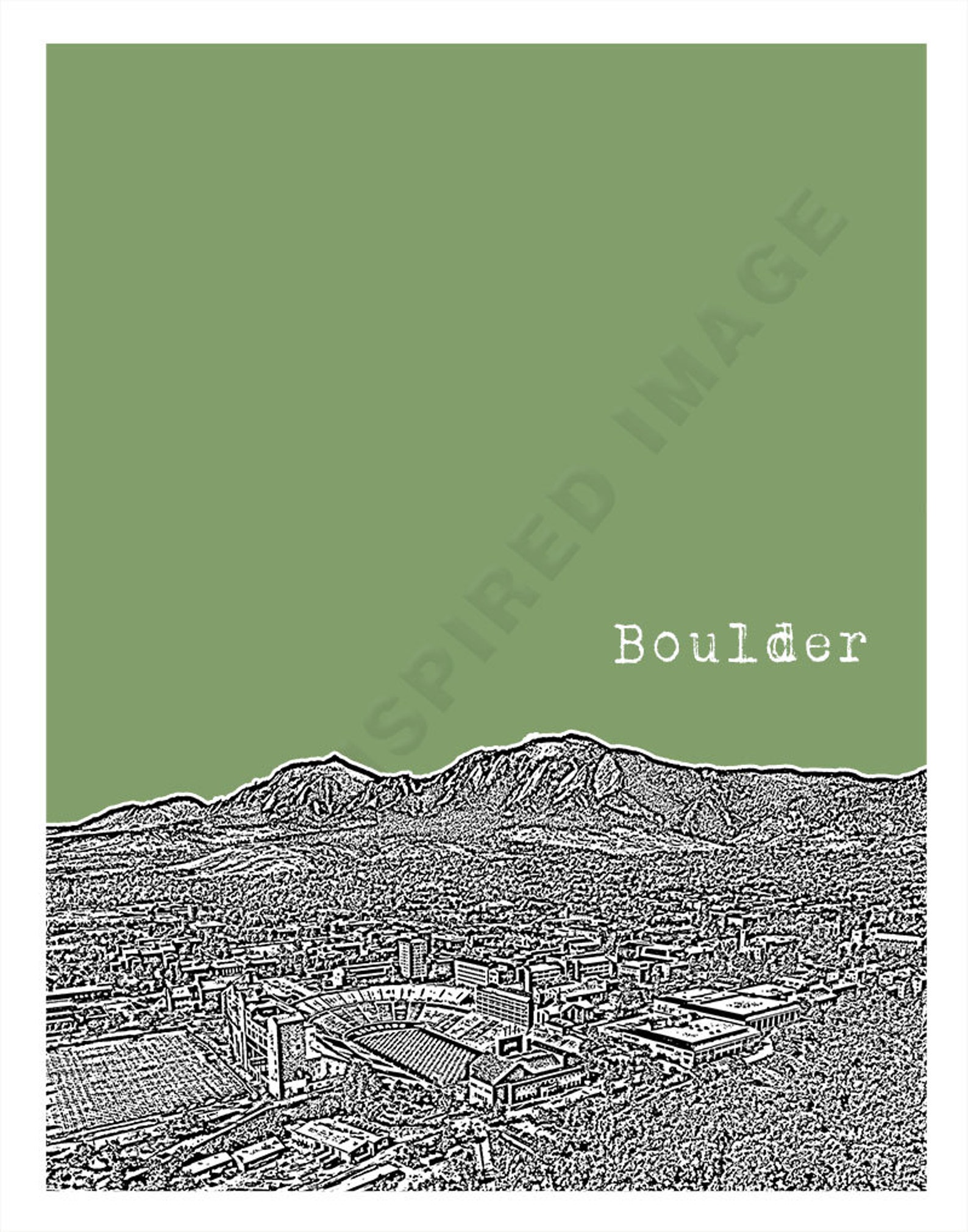 Boulder CO Skyline Colorado Poster Art Print Item T2362 | Etsy
