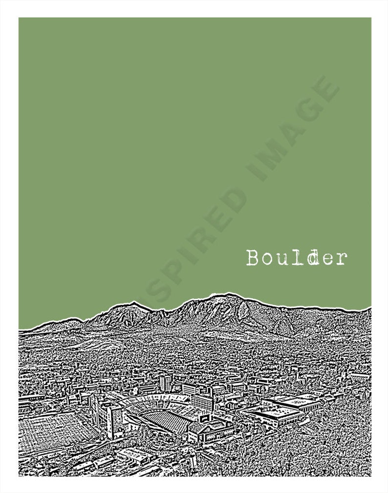 Boulder CO Skyline Colorado Poster Art Print Item T2362 - Etsy