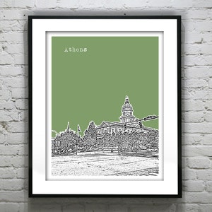 Athens Poster Georgia Skyline Art Print Item T2212 - Etsy