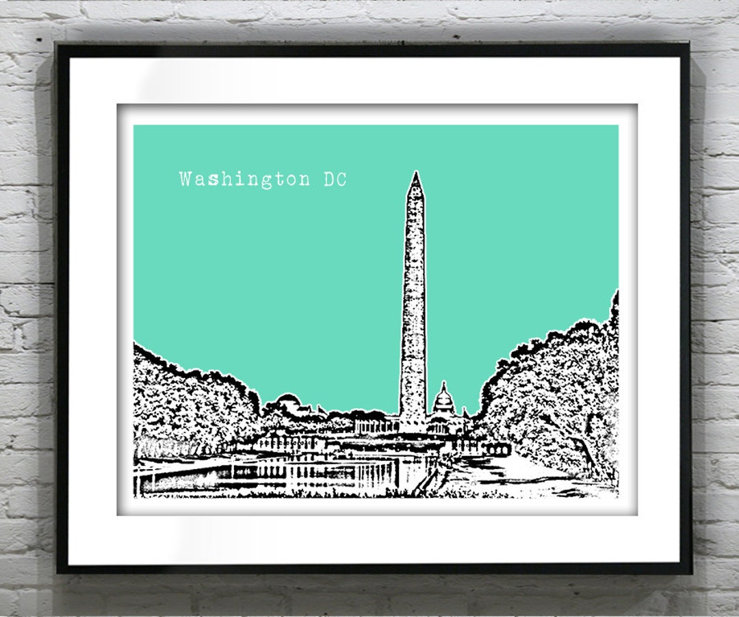 Washington DC Poster Art Skyline Print Washington Monument Mall ...