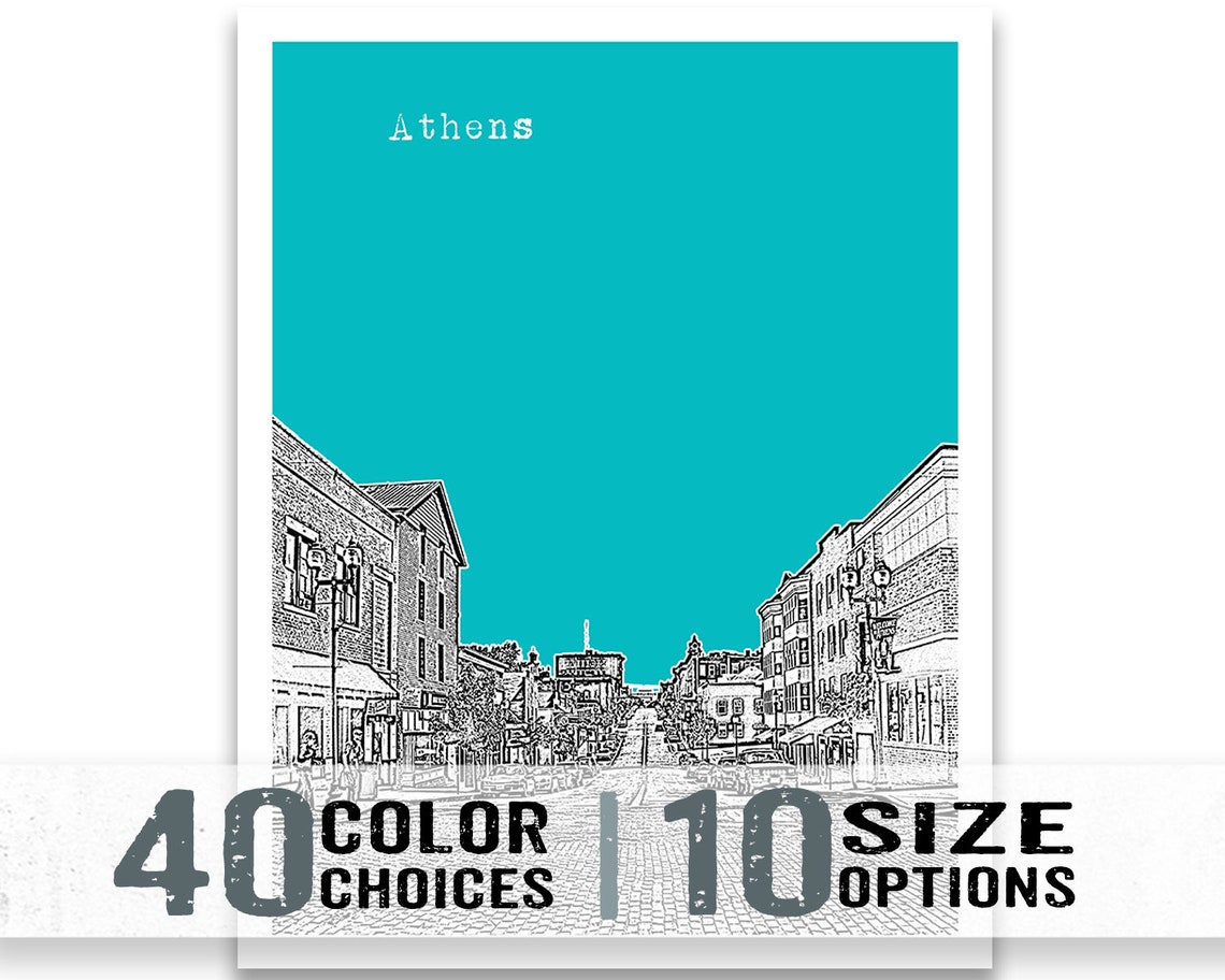 Athens Skyline Poster Print Art Ohio OH Item T2108 - Etsy