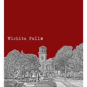 Wichita Falls Skyline Poster Art Print Texas TX Version 3 - Etsy