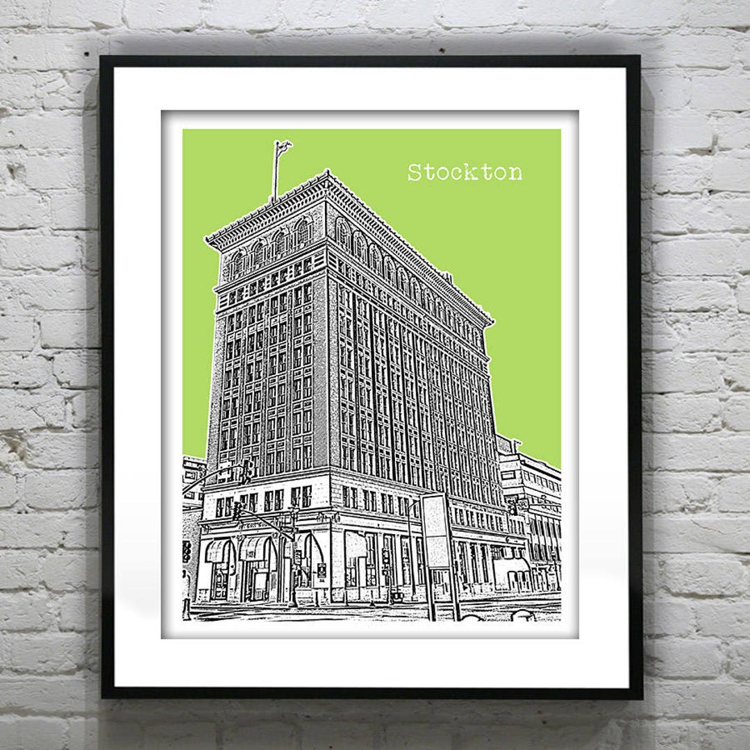 Stockton California Skyline Poster Print Art CA Item T4444 - Etsy