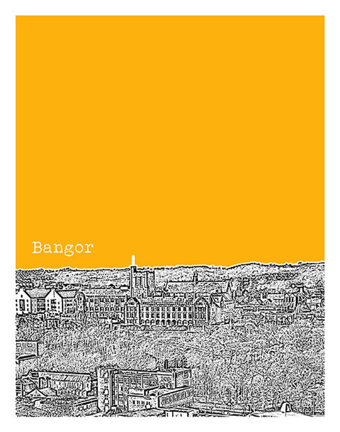 Bangor Wales Skyline Poster Art Print UK United Kingdom | Etsy