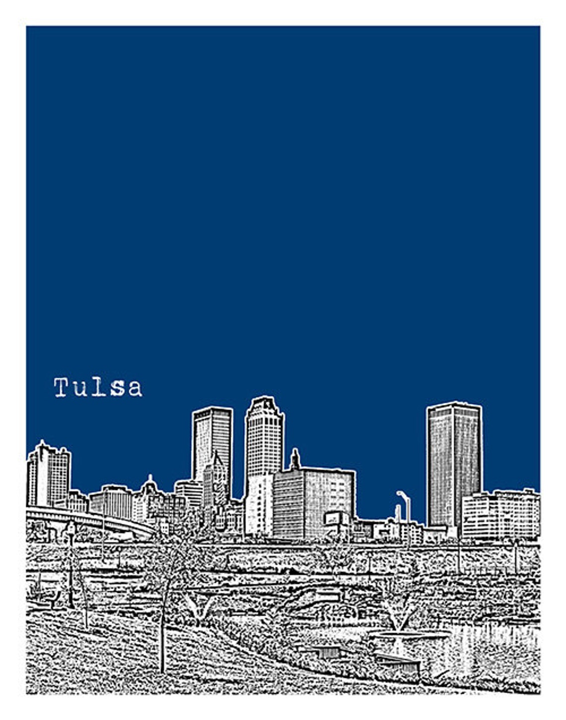 Tulsa Poster Art Skyline Print Oklahoma OK Version 2 | Etsy