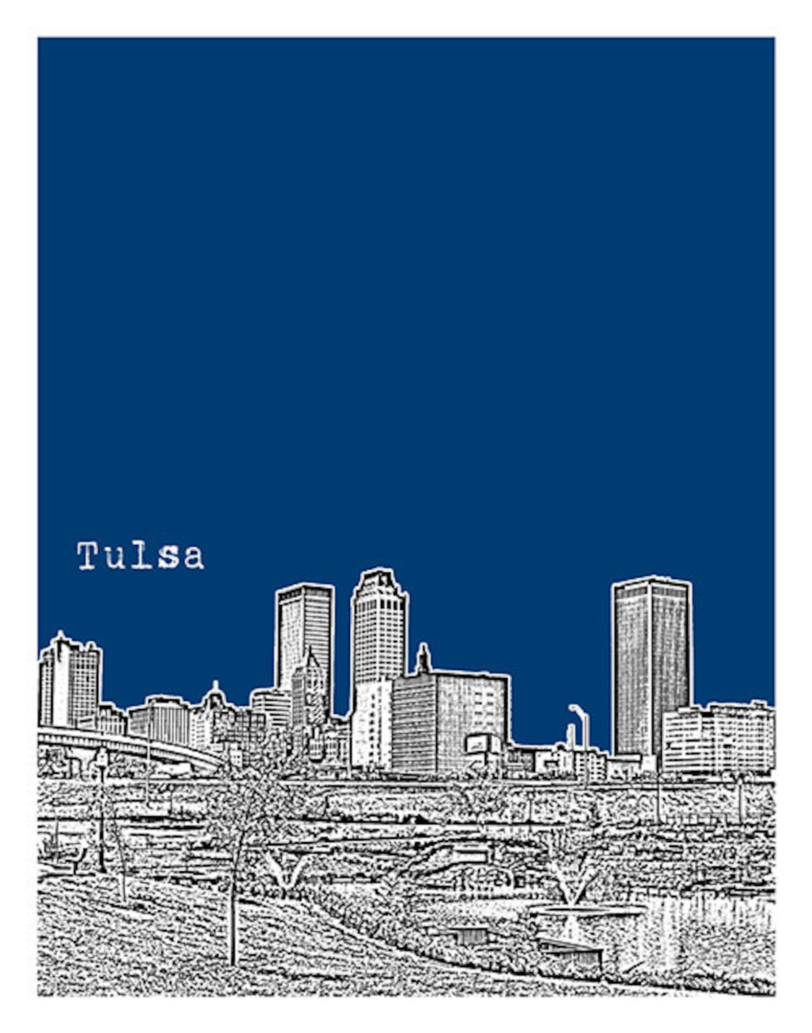 Tulsa Poster Art Skyline Print Oklahoma OK Version 2 | Etsy