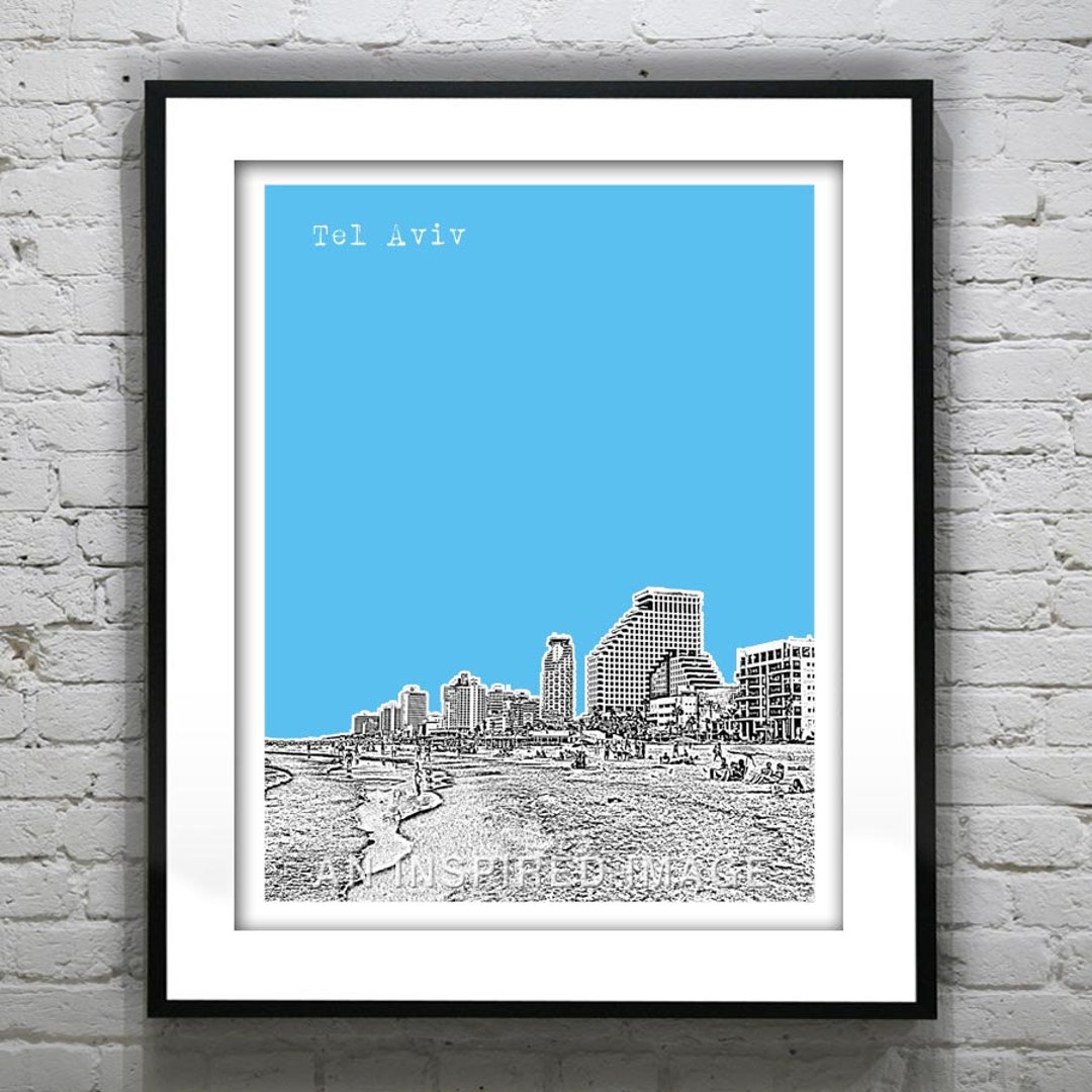 Tel Aviv Skyline Poster Tel Aviv Beach Israel Art Print Item T4343 - Etsy