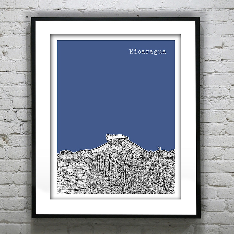 Nicaragua Landscape Volcano Poster Art Skyline Print Item - Etsy