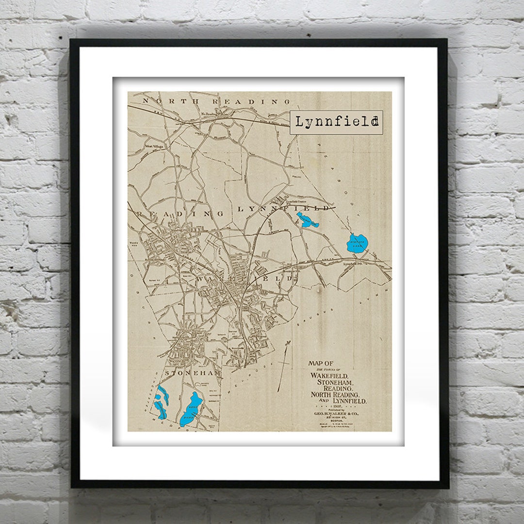 Lynnfield Poster Old Vintage Map Art Print Massachusetts Item T4909 - Etsy
