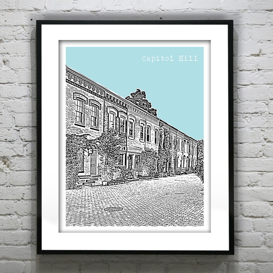 Capitol Hill Washington DC Skyline Poster Art Print Item T2805 - Etsy