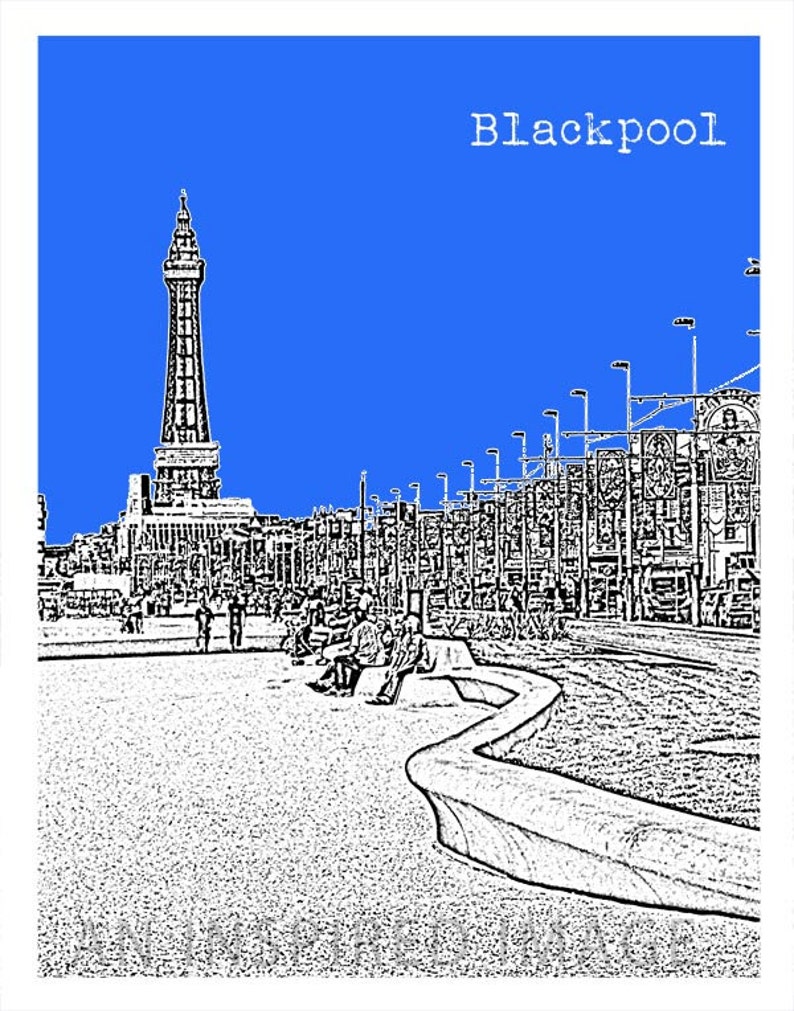 Blackpool UK Skyline Poster Art Print Pleasure Beach Item | Etsy