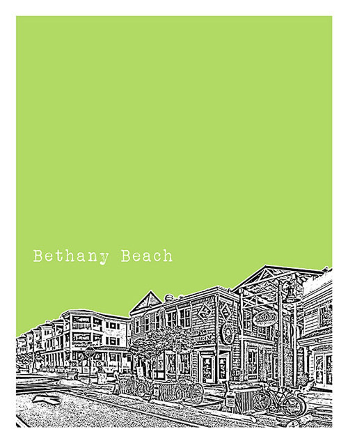 Bethany Beach Delaware Poster Art Print Skyline Item T1296 | Etsy