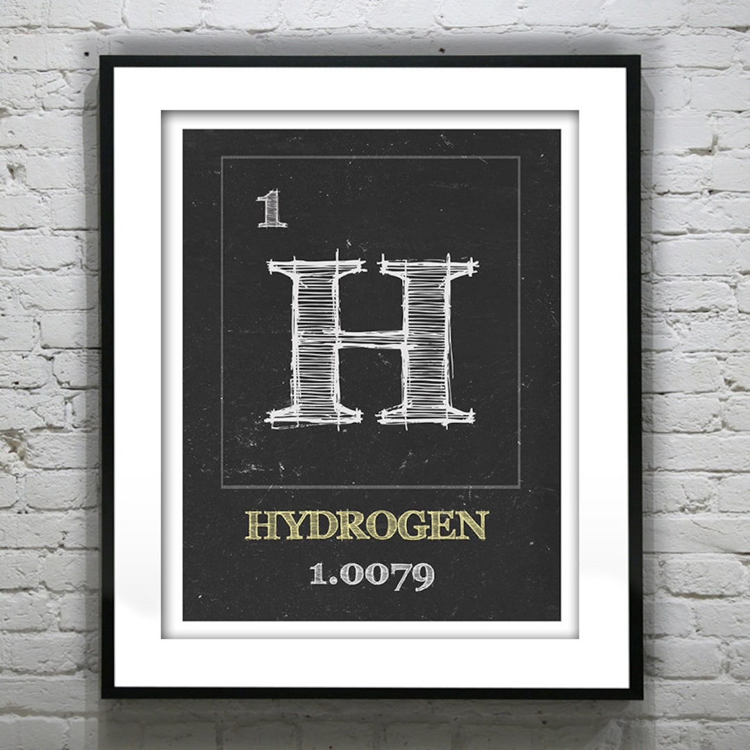 Periodic Table Hydrogen Poster Art Print Periodic Table of Elements H 1 ...