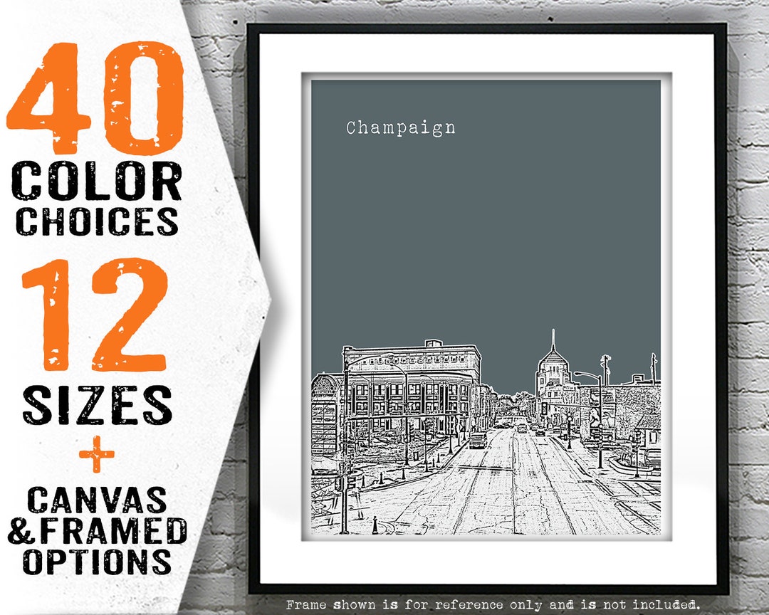 Champaign Illinois Poster Skyline Art Print Item T5218 - Etsy