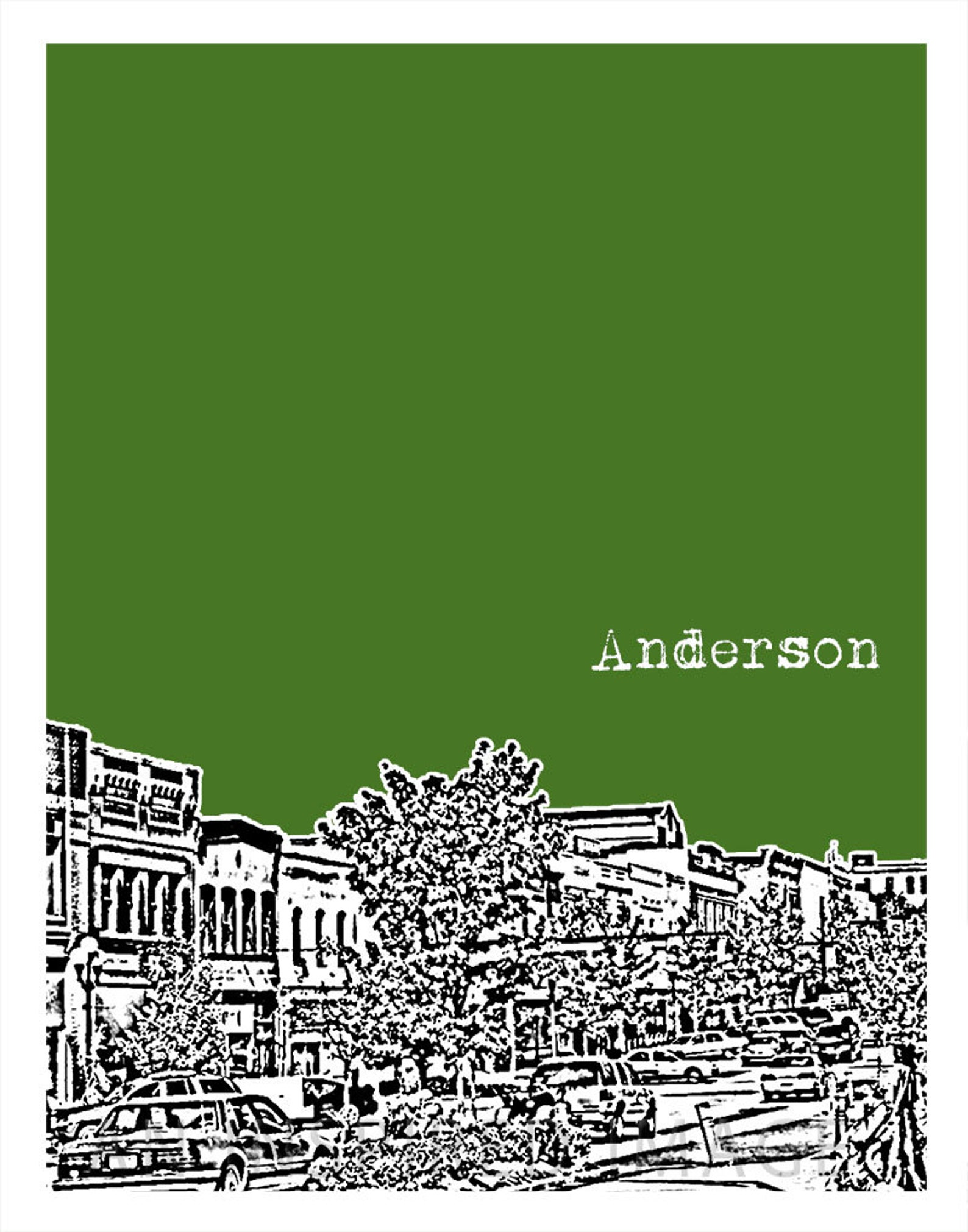 Anderson South Carolina Skyline Poster Art Print Image - Etsy