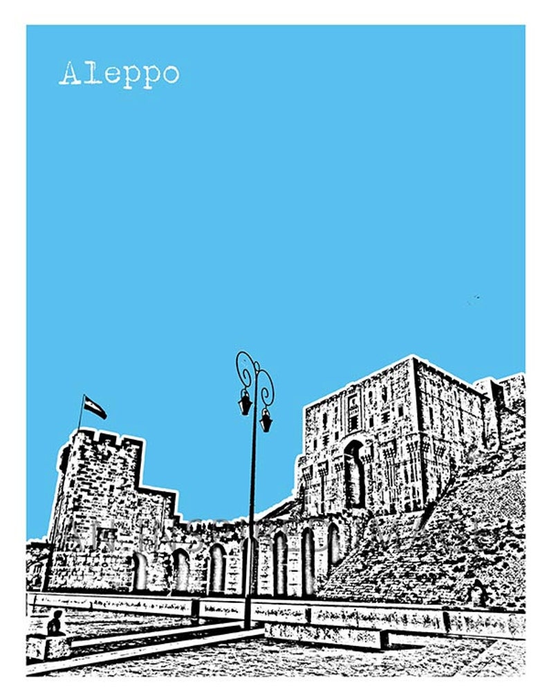 Aleppo Syria Poster Art Print City Skyline Aleppo Citadel - Etsy