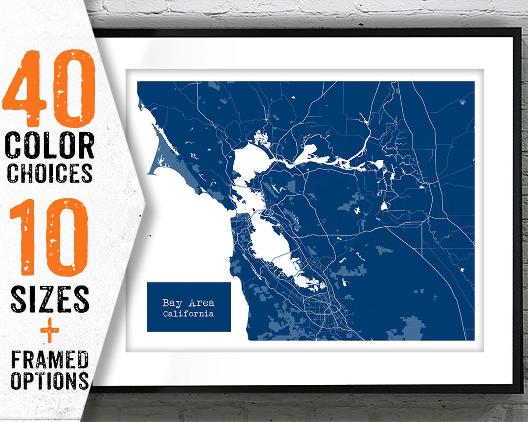 Bay Area California CA Blueprint Map Poster Art Print - Several Sizes ...