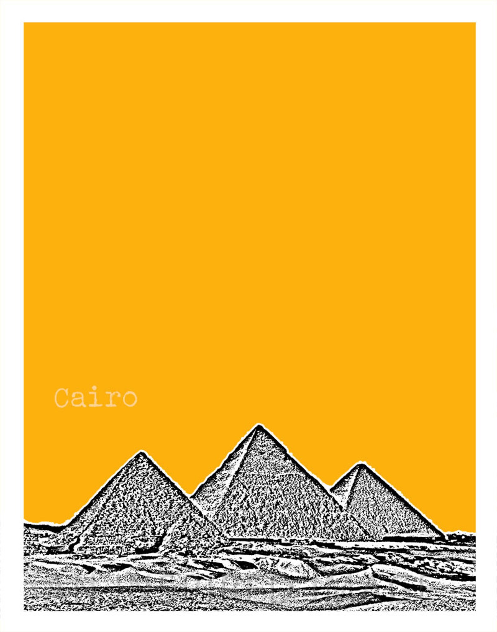 Cairo Egypt Poster Art Print Skyline Pyramids of Giza Africa - Etsy
