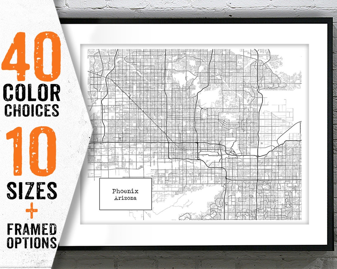 Phoenix Arizona Blueprint Map Poster Art Print Item T4597 - Etsy