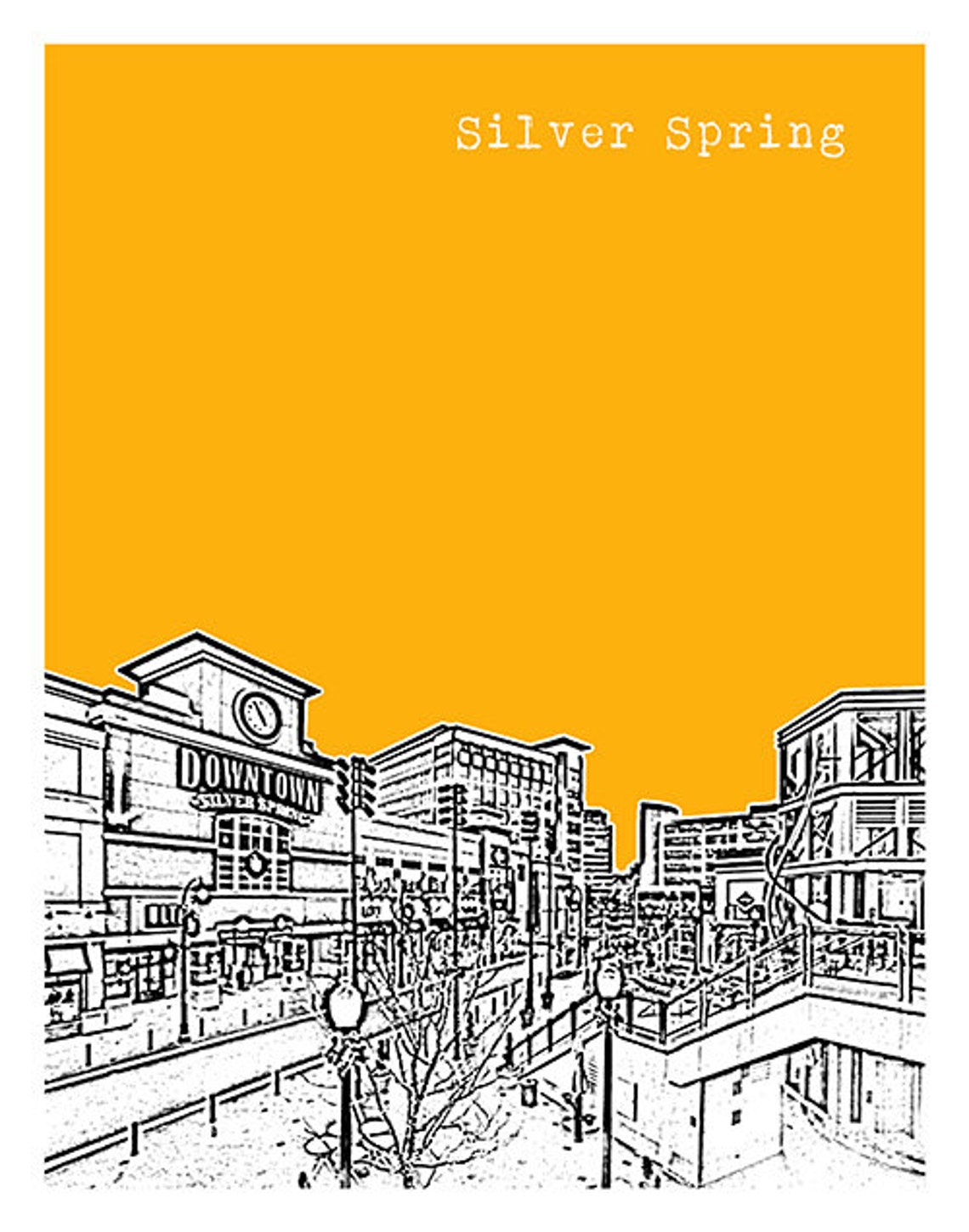 Silver Spring Maryland Skyline Poster Art Print MD Version 1 | Etsy