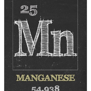 Periodic Table Manganese Poster Art Print Periodic Table of Elements Mn ...