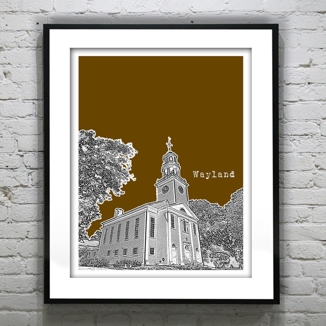 Wayland Massachusetts Skyline Poster Art Print MA - Etsy