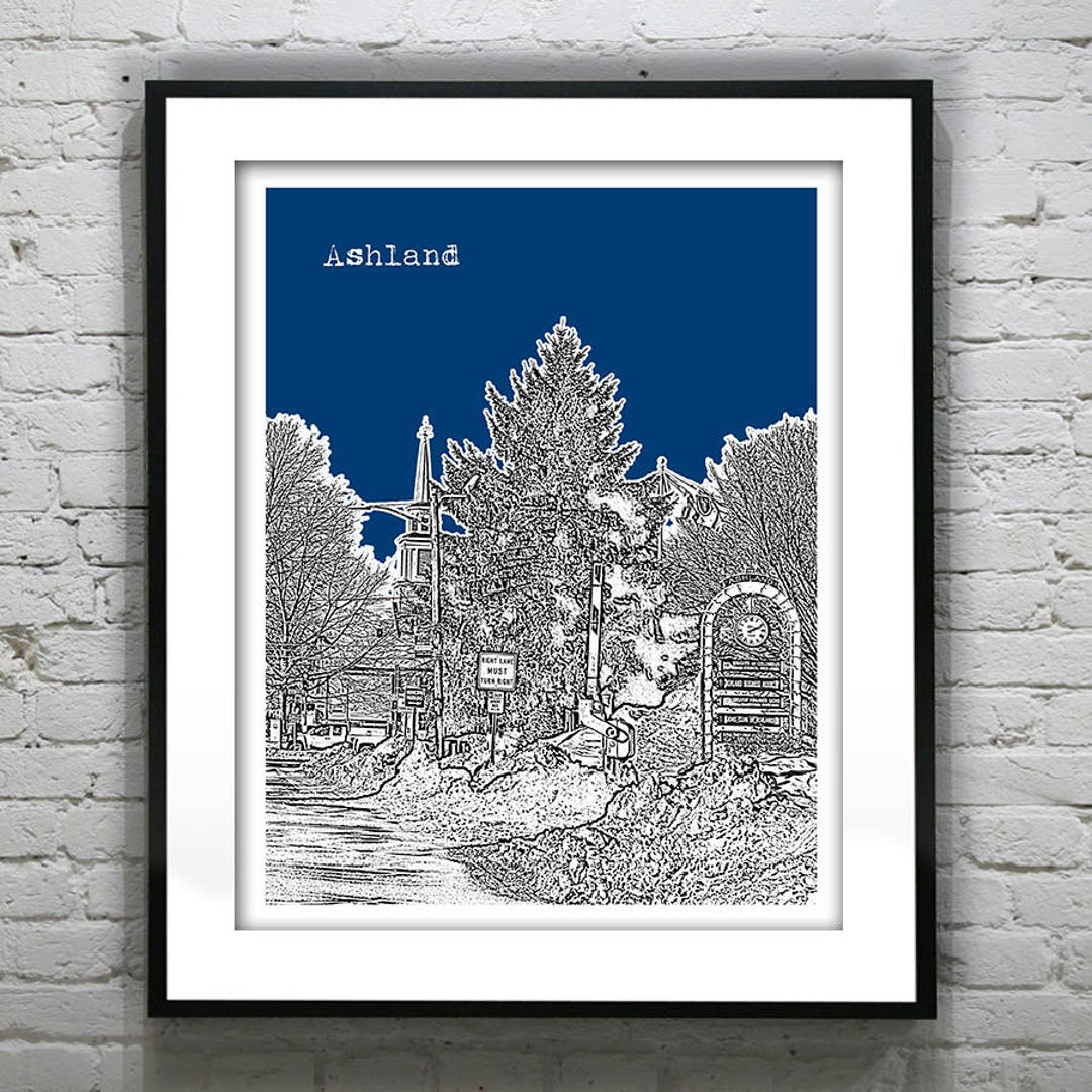 Ashland Massachusetts Skyline Poster Art Print MA Item T1279 - Etsy