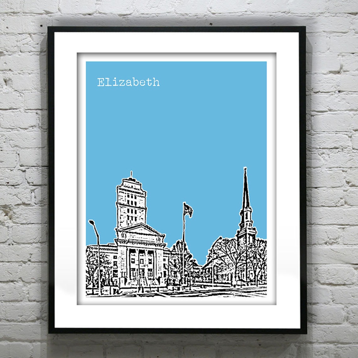 Elizabeth New Jersey Poster Print Art NJ Skyline Item T3032 - Etsy