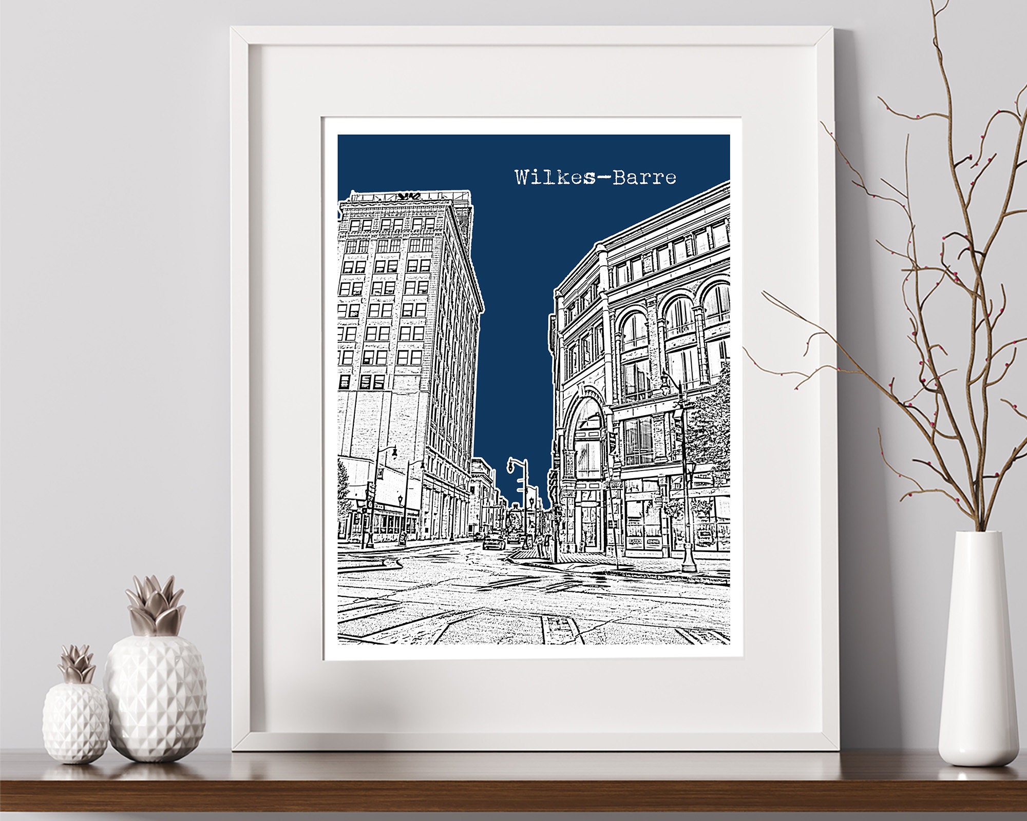 Wilkes Barre Downtown Poster Print Art Pennsylvania Skyline | Etsy